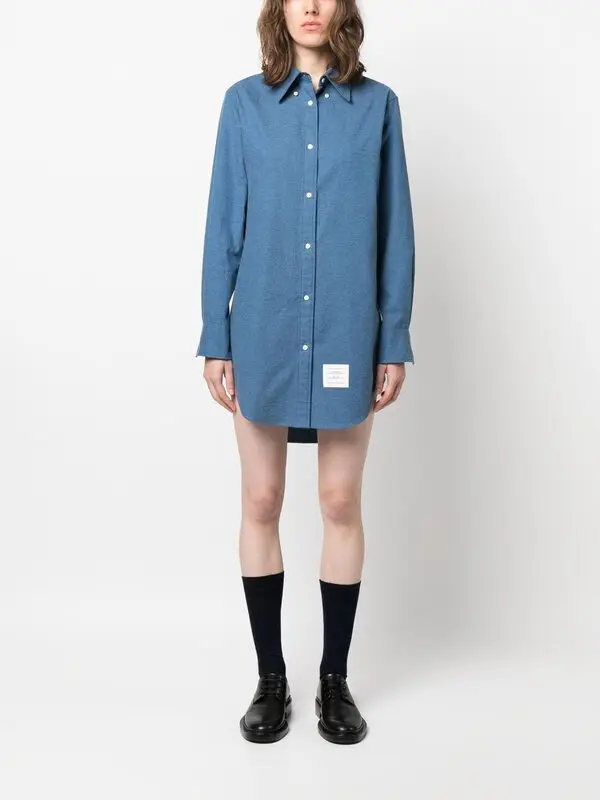 Thom Browne Logo-patch Shirt Dress - Blue