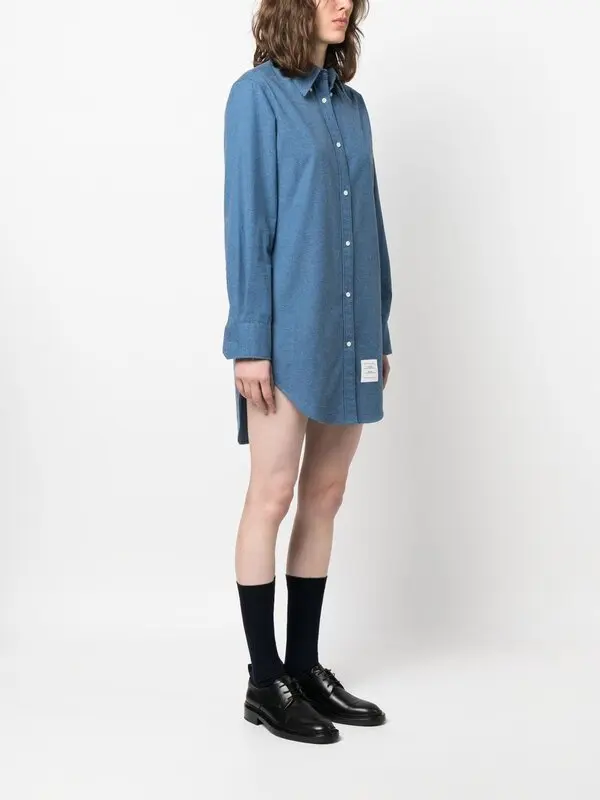 Thom Browne Logo-patch Shirt Dress - Blue