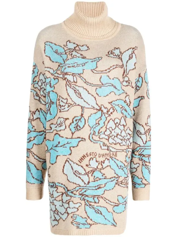 TWINSET X Marco Rambaldi Floral-jacquard Roll-neck Jumper - Neutrals