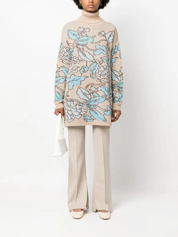 TWINSET X Marco Rambaldi Floral-jacquard Roll-neck Jumper - Neutrals