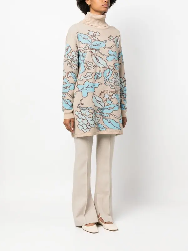 TWINSET X Marco Rambaldi Floral-jacquard Roll-neck Jumper - Neutrals