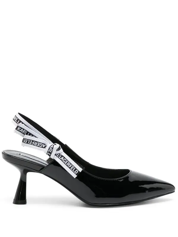 Karl Lagerfeld 75mm Logo-strap Leather Pumps - Black