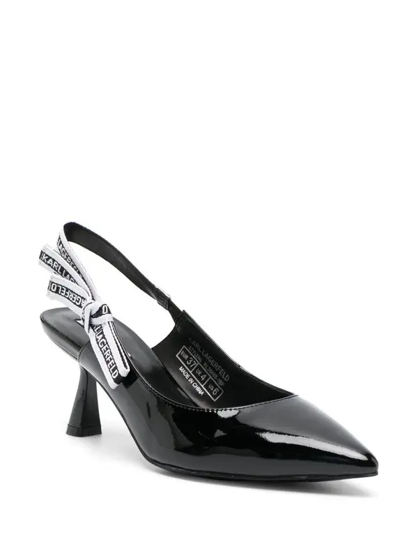 Karl Lagerfeld 75mm Logo-strap Leather Pumps - Black