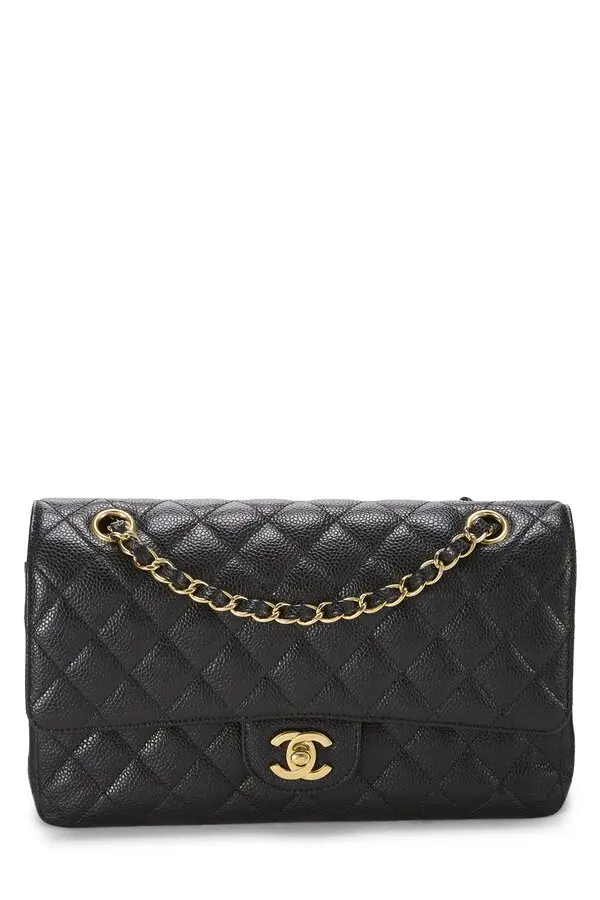 Chanel Quilted Caviar Classic Double Flap Medium - Black