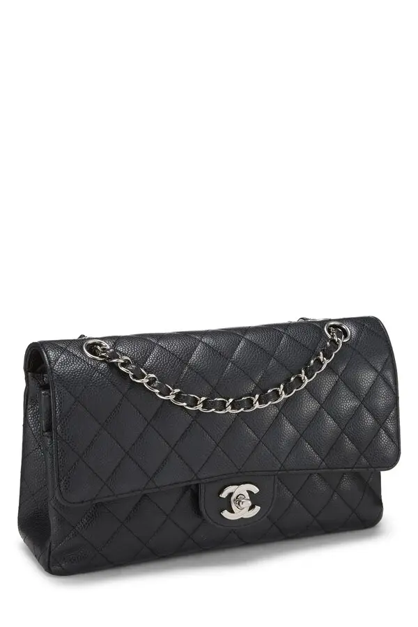 Chanel Quilted Caviar Classic Double Flap Medium - Black