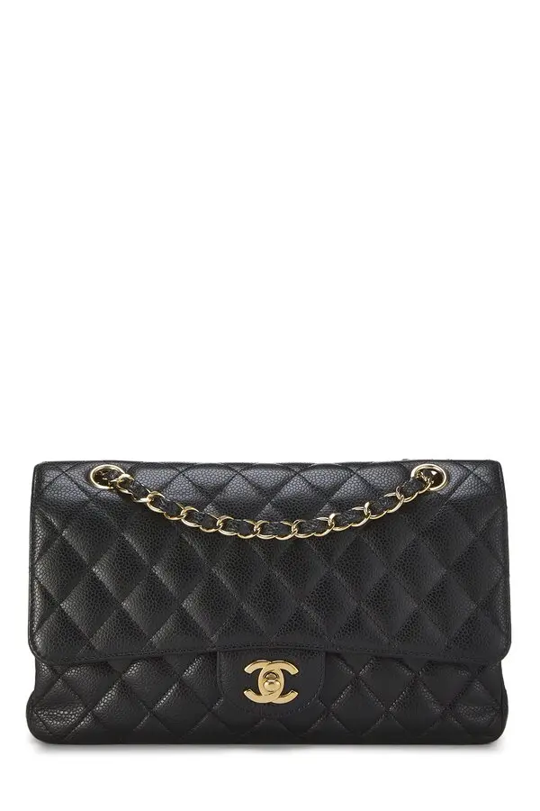 Chanel Quilted Caviar Classic Double Flap Medium - Black