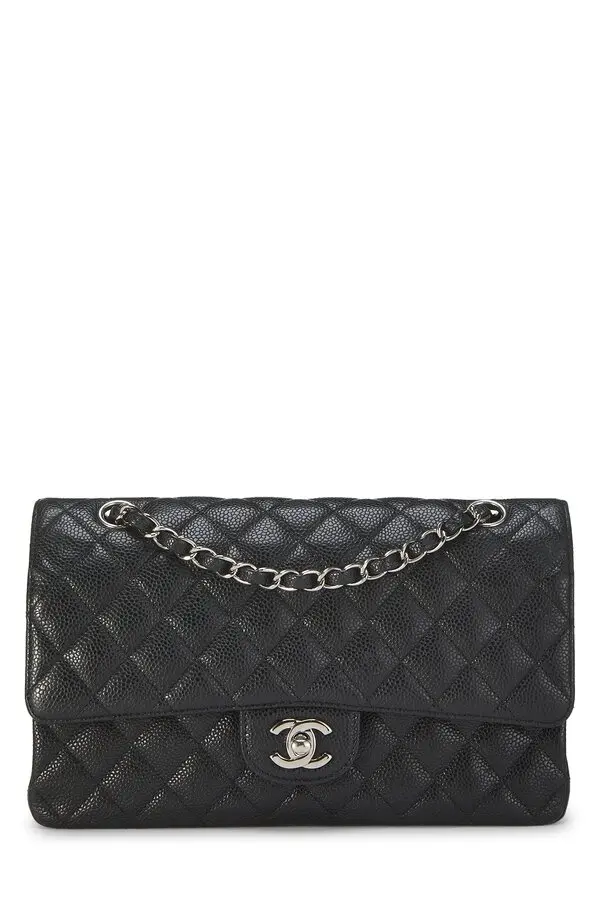 Chanel Quilted Caviar Classic Double Flap Medium - Black