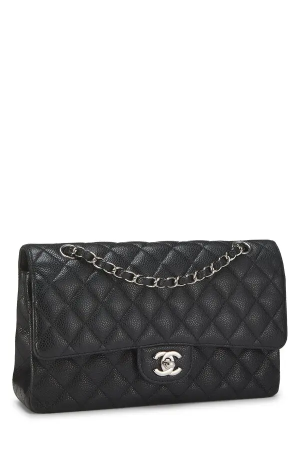Chanel Quilted Caviar Classic Double Flap Medium - Black
