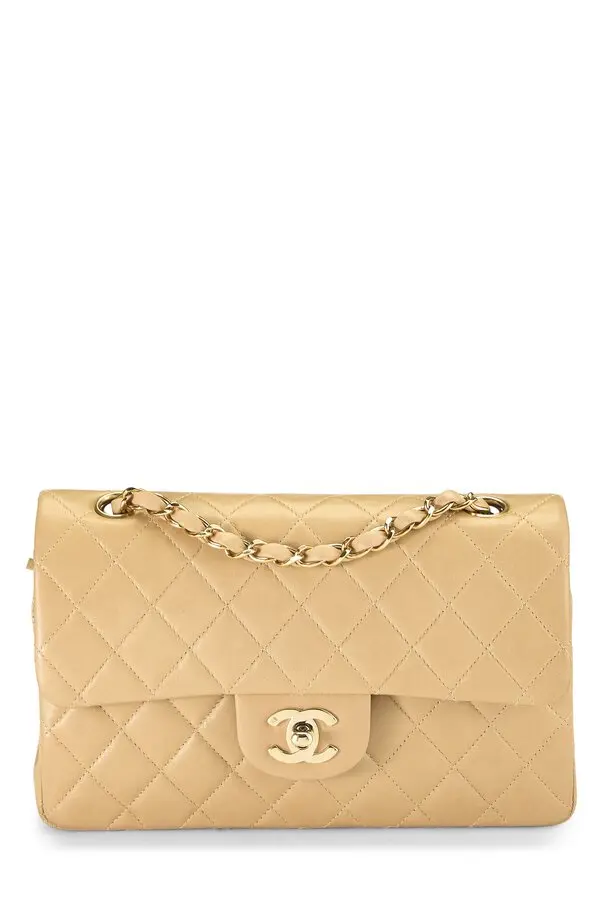 Chanel Quilted Lambskin Classic Double Flap Small - Beige