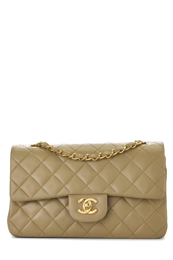 Chanel Quilted Lambskin Classic Double Flap Small Shoulder Bag - Beige