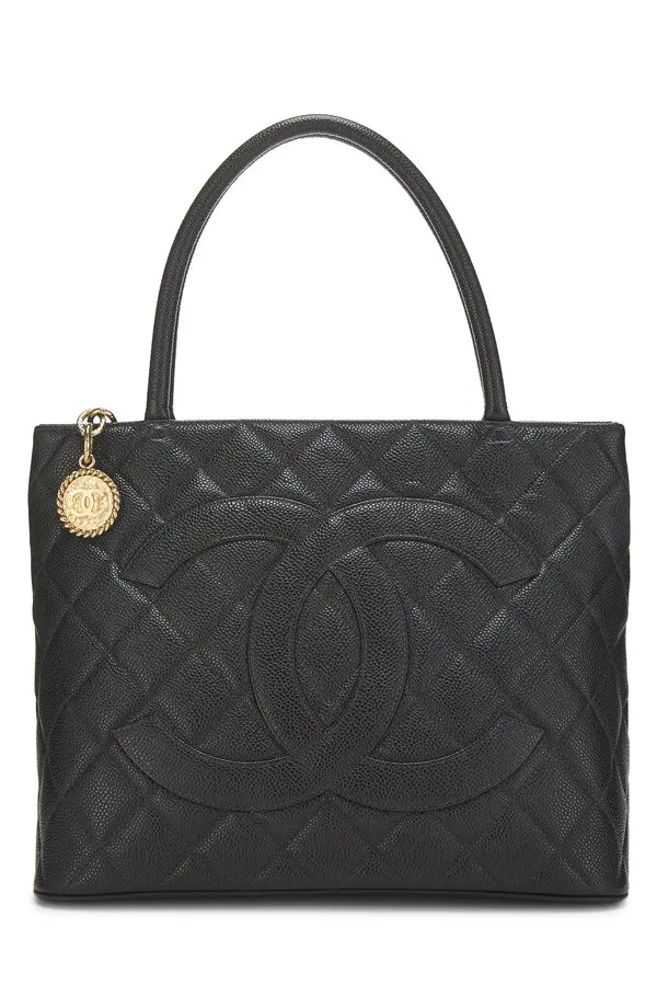 Chanel Quilted Caviar Medallion Tote - Black