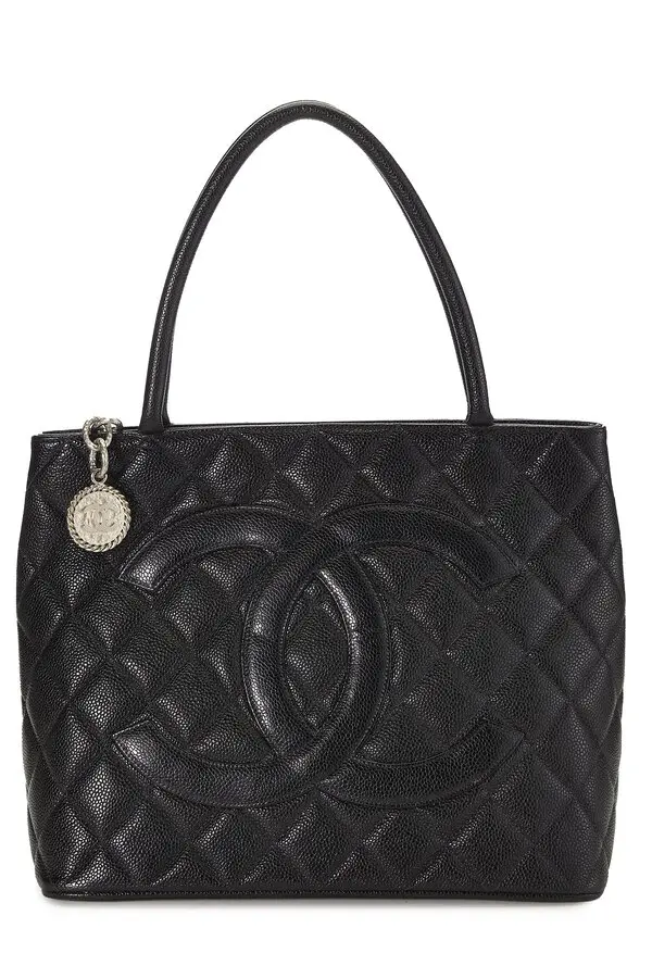 Chanel Quilted Caviar Medallion Tote - Black
