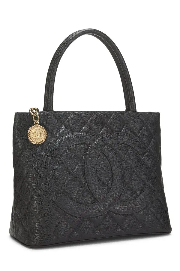 Chanel Quilted Caviar Medallion Tote - Black