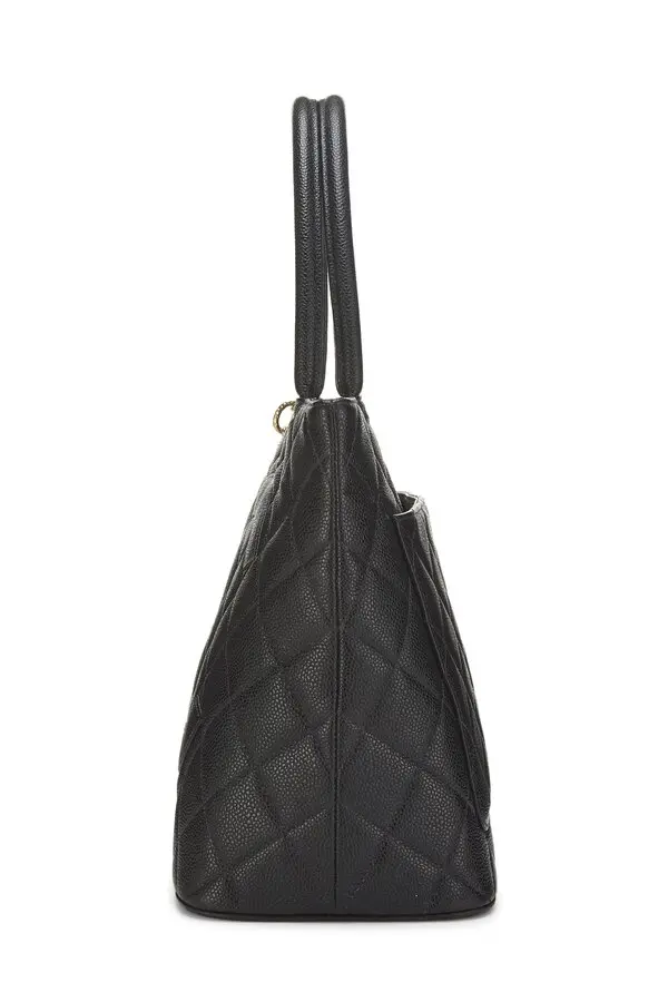 Chanel Quilted Caviar Medallion Tote - Black