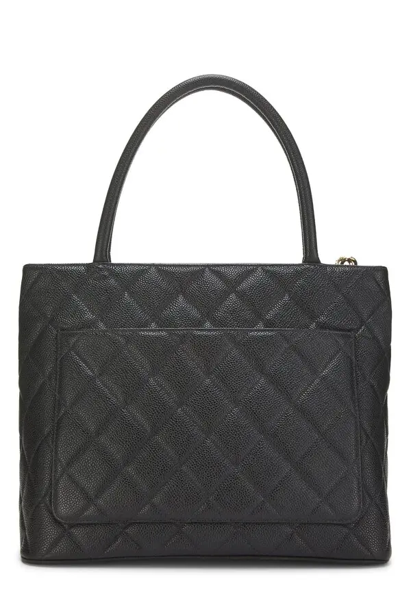 Chanel Quilted Caviar Medallion Tote - Black