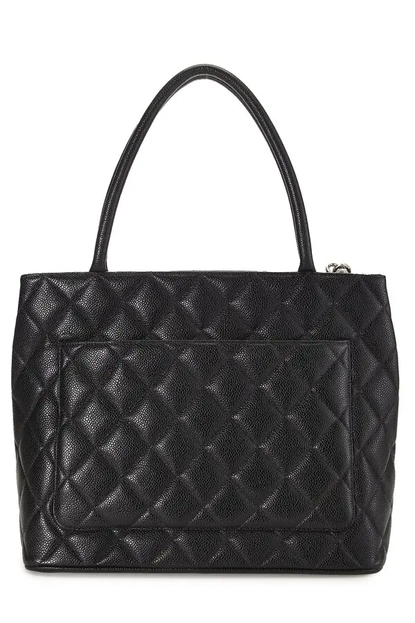 Chanel Quilted Caviar Medallion Tote - Black
