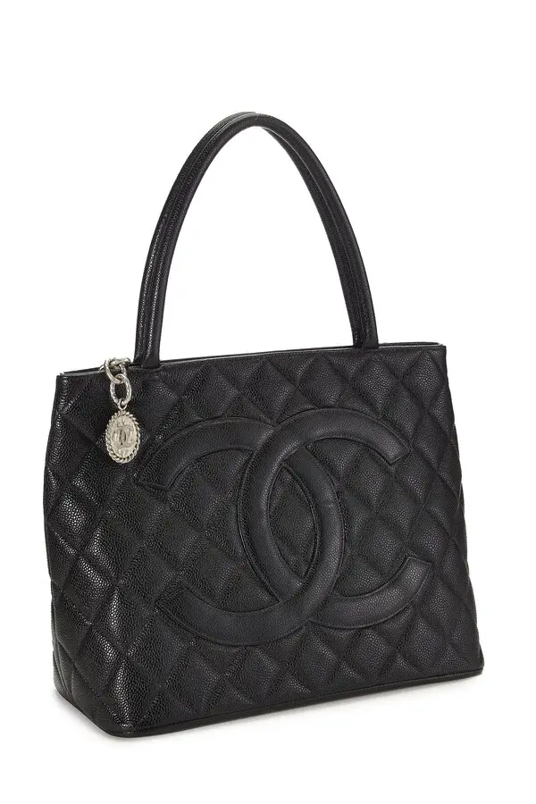 Chanel Quilted Caviar Medallion Tote - Black
