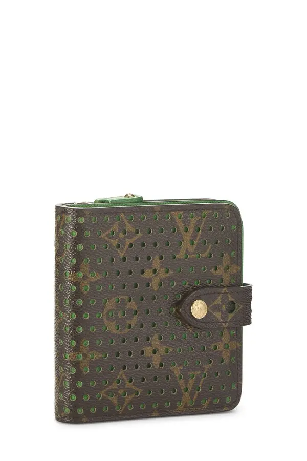 LOUIS VUITTON Monogram Canvas Perforated Zippy Compact - Green