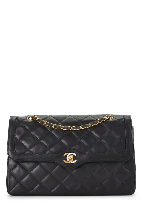 Chanel Quilted Lambskin Paris Limited Double Flap Jumbo - Black
