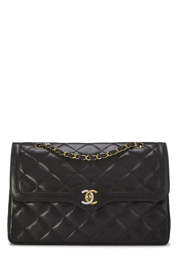 Chanel Quilted Lambskin Paris Limited Double Flap Jumbo - Black