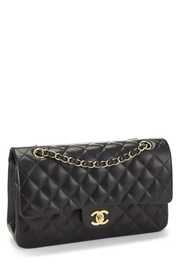 Chanel Quilted Lambskin Double Flap Bag - Black