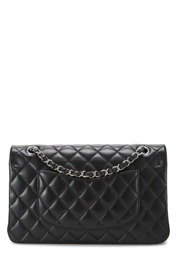 Chanel Quilted Lambskin Classic Double Flap Medium Shoulder Bag - Black