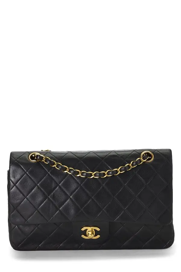 Chanel Quilted Lambskin Classic Double Flap Medium Shoulder Bag - Black