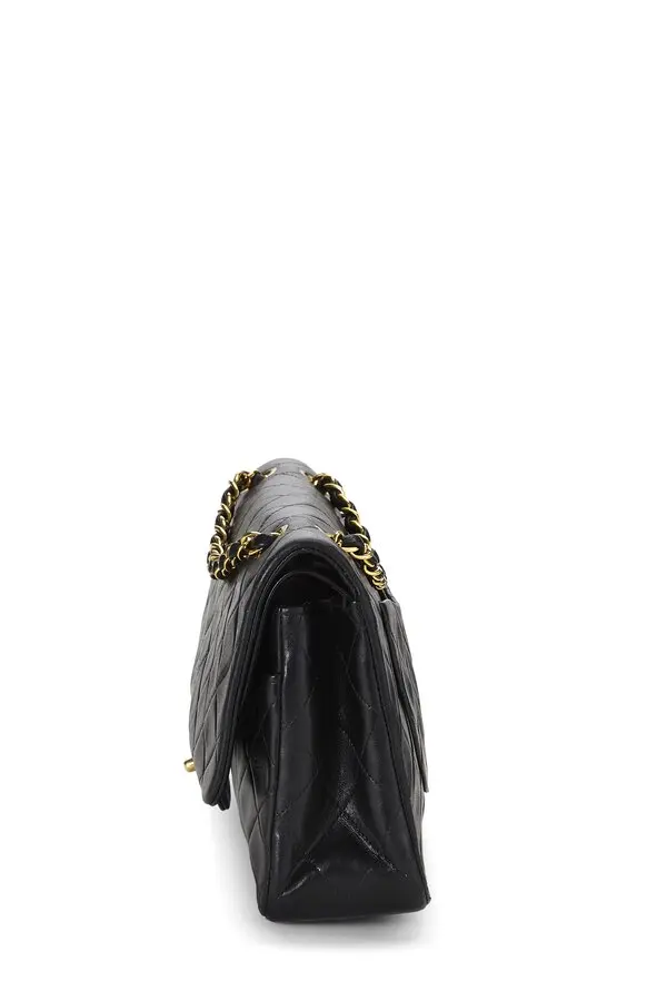 Chanel Quilted Lambskin Classic Double Flap Medium Shoulder Bag - Black
