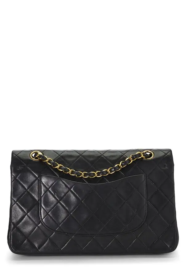 Chanel Quilted Lambskin Classic Double Flap Medium Shoulder Bag - Black