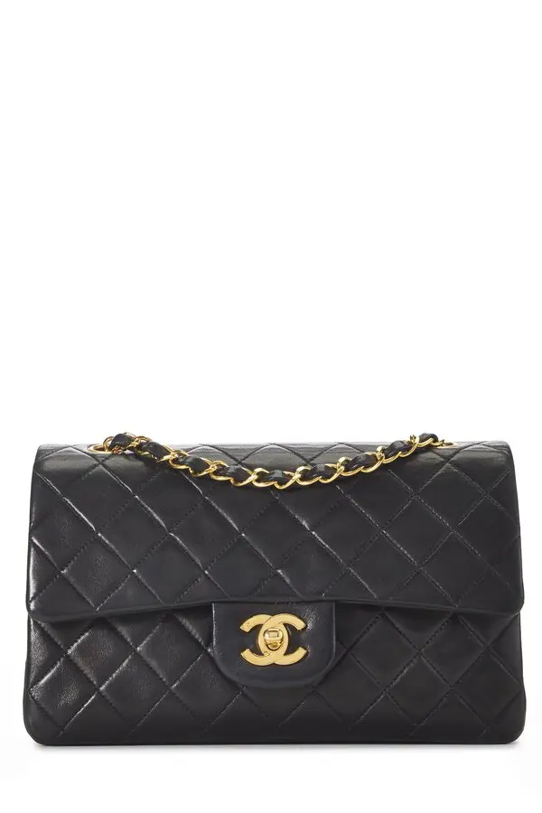 Chanel Quilted Lambskin Classic Double Flap Medium Shoulder Bag - Black
