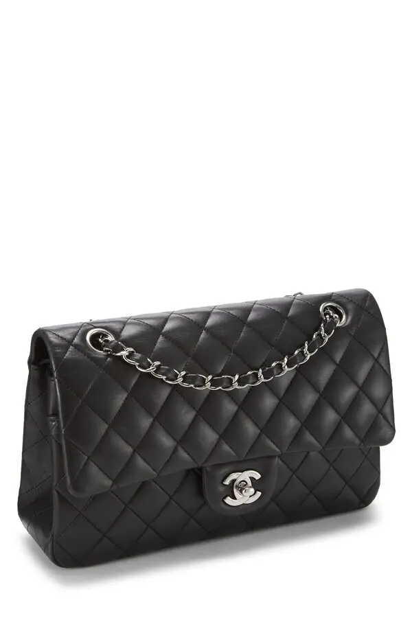 Chanel Quilted Lambskin Classic Double Flap Medium Shoulder Bag - Black