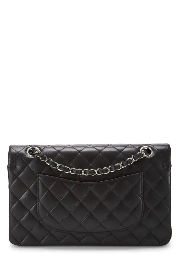 Chanel Quilted Lambskin Classic Double Flap Medium Shoulder Bag - Black