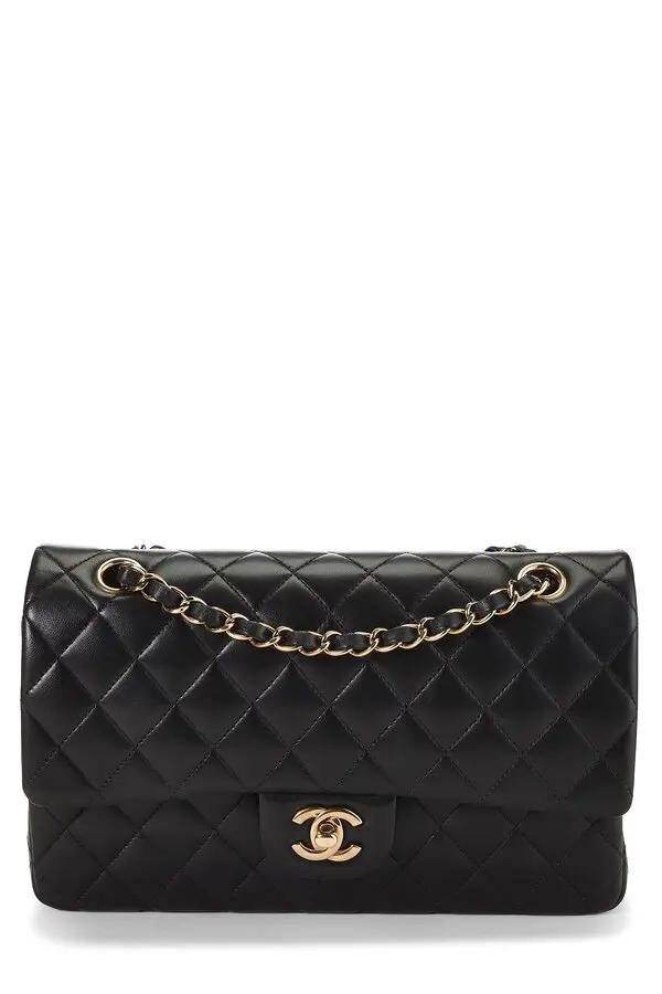 Chanel Quilted Lambskin Classic Double Flap Medium Shoulder Bag - Black