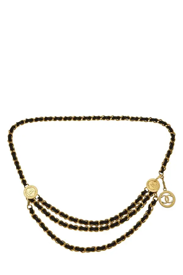 Chanel Chain Belt With 'cc' Pendants - Black