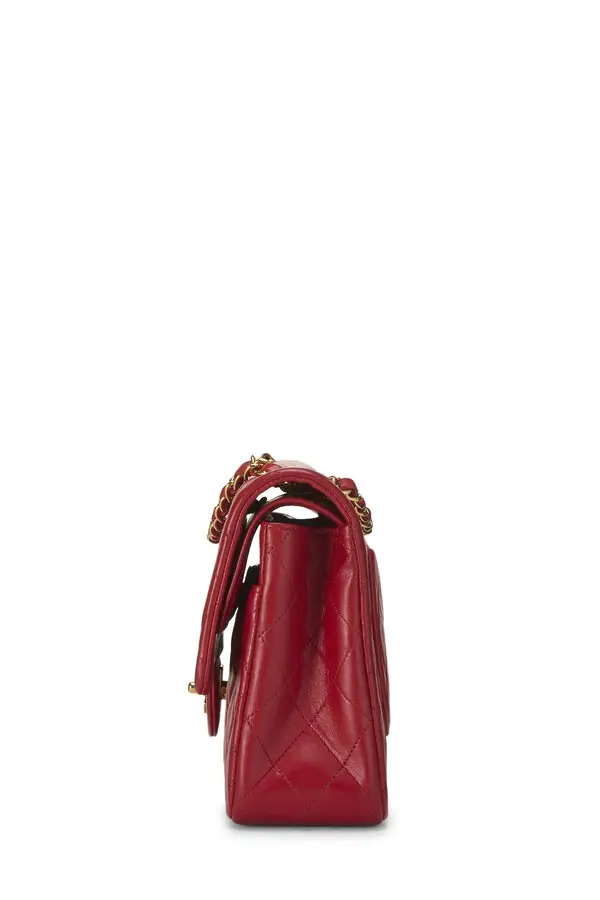 Chanel Quilted Lambskin Classic Double Flap Medium Shoulder Bag - Red