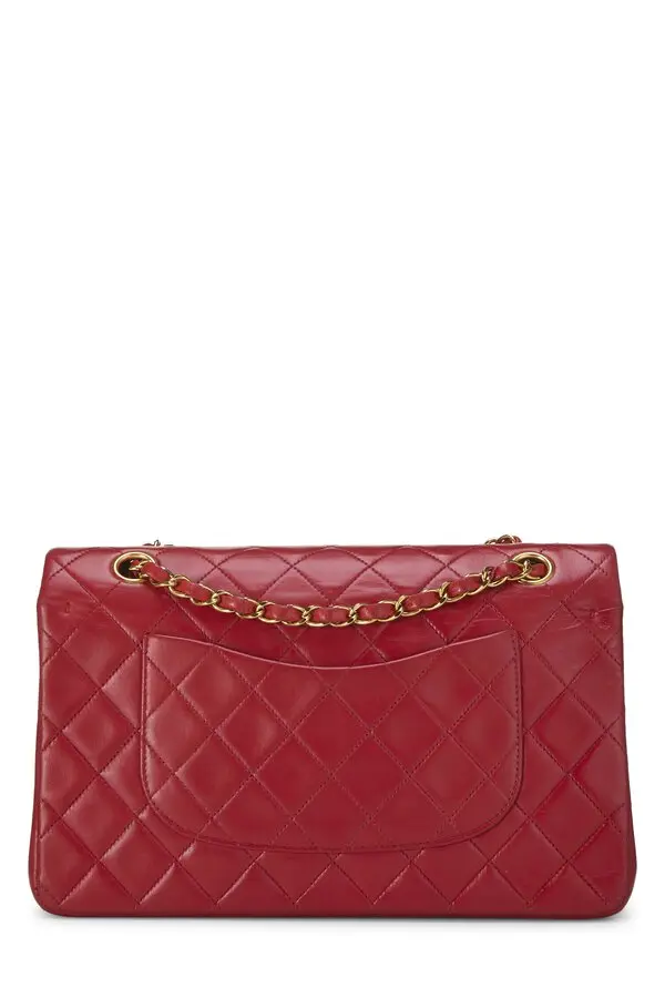Chanel Quilted Lambskin Classic Double Flap Medium Shoulder Bag - Red