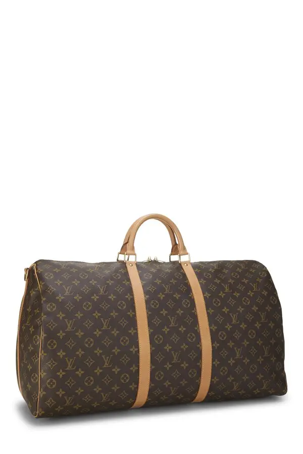LOUIS VUITTON Monogram Keepall Bandouliere 60 Duffle Bag - Brown