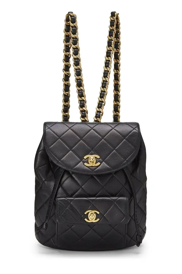 Chanel Quilted Lambskin 'cc' Classic Backpack - Black