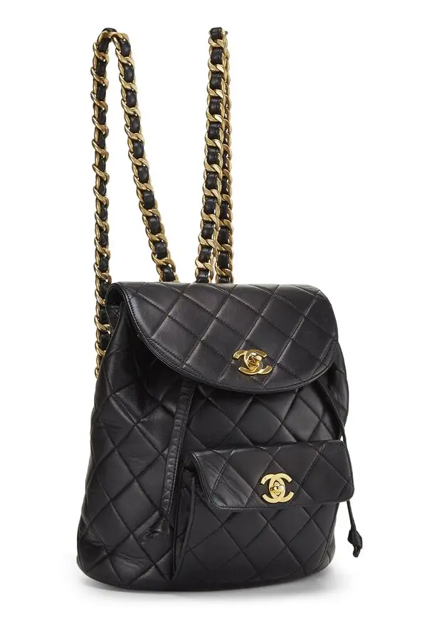 Chanel Quilted Lambskin 'cc' Classic Backpack - Black