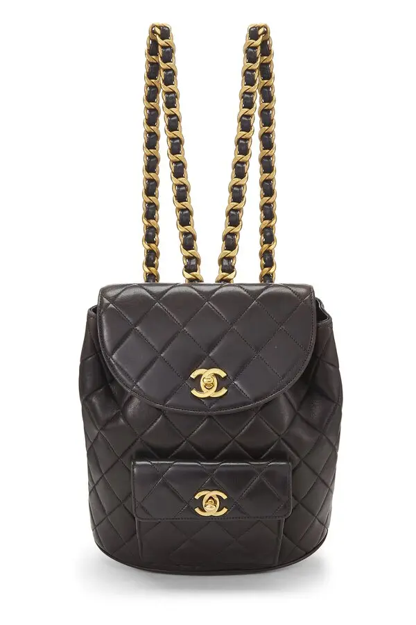 Chanel Quilted Lambskin 'cc' Classic Backpack - Black