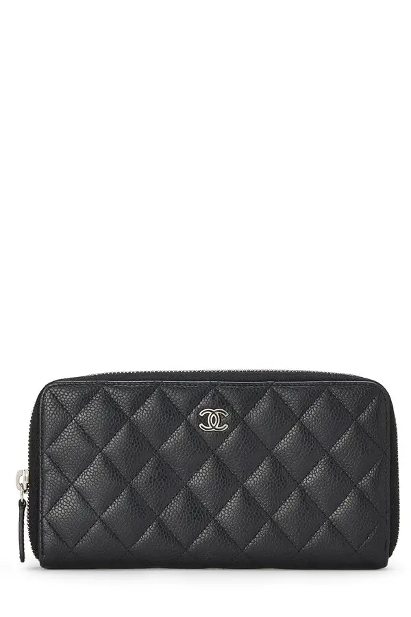 Chanel Quilted Caviar Zip Around Wallet - Black