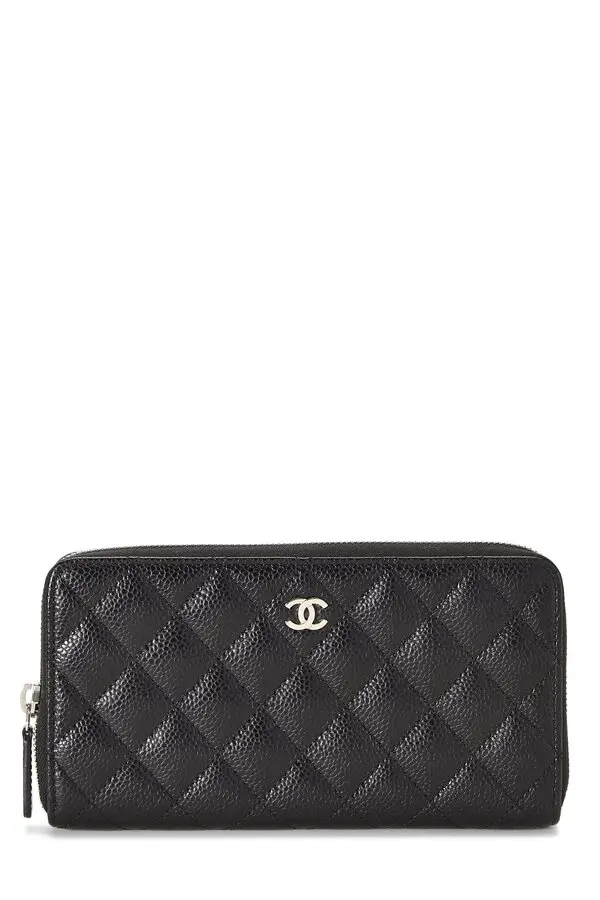 Chanel Quilted Caviar Zip Around Wallet - Black