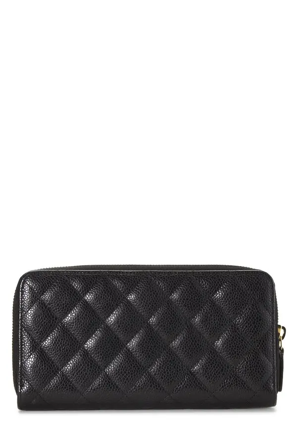 Chanel Quilted Caviar Zip Around Wallet - Black