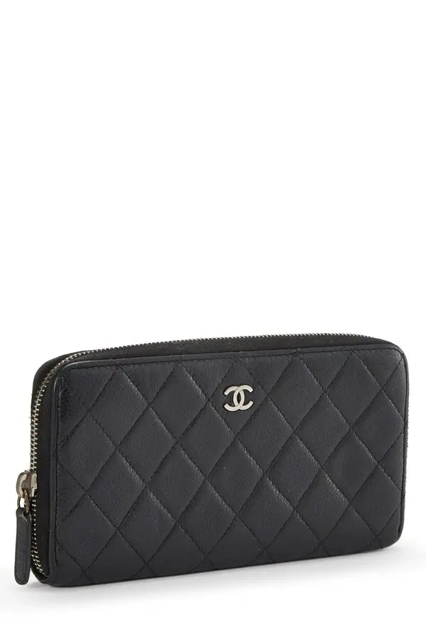 Chanel Quilted Caviar Zip Around Wallet