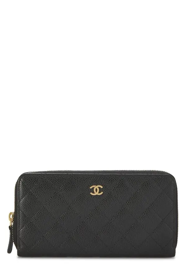 Chanel Quilted Caviar Zip Around Wallet - Black