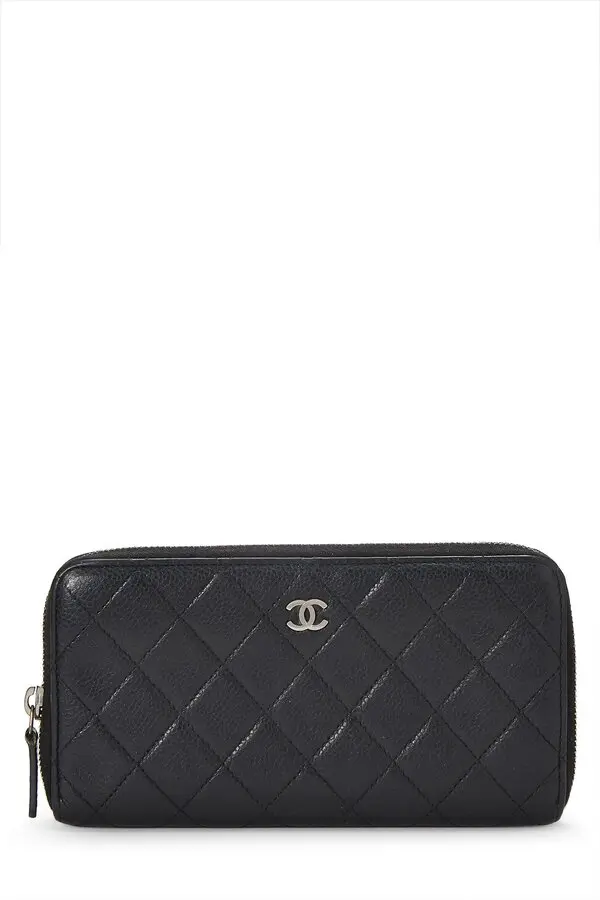 Chanel Quilted Caviar Zip Around Wallet - Black