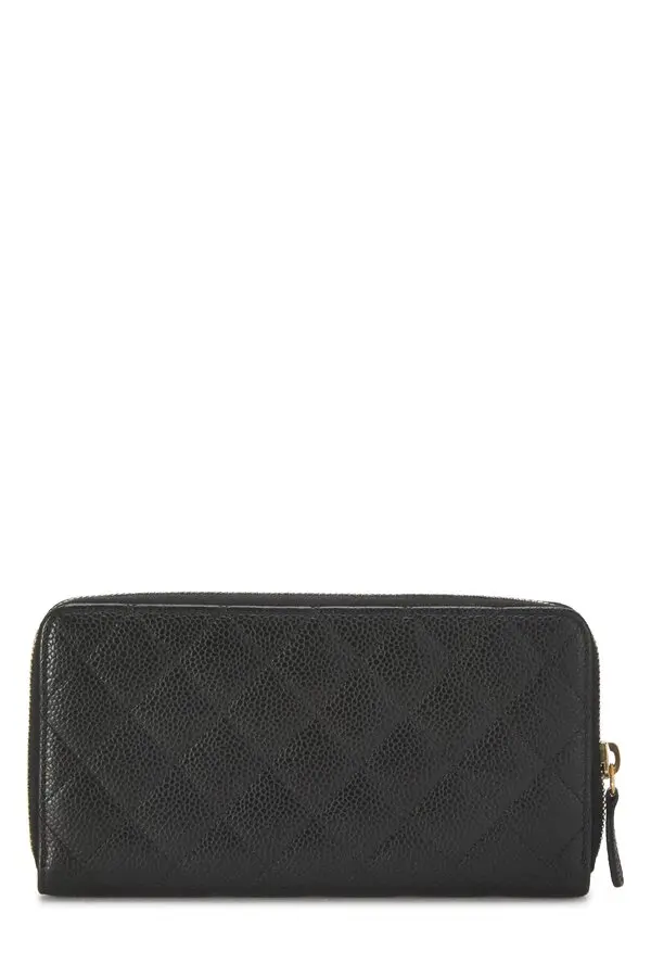 Chanel Quilted Caviar Zip Around Wallet - Black
