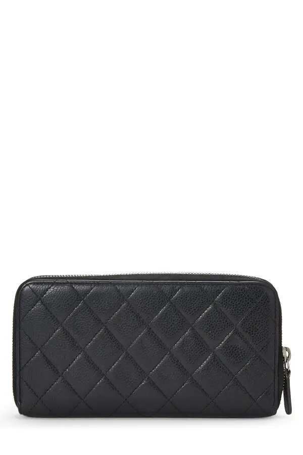 Chanel Quilted Caviar Zip Around Wallet - Black