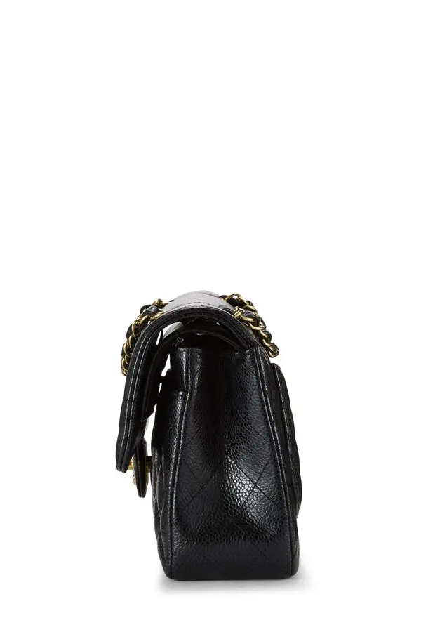 Chanel Quilted Caviar Classic Double Flap Small Shoulder Bag - Black