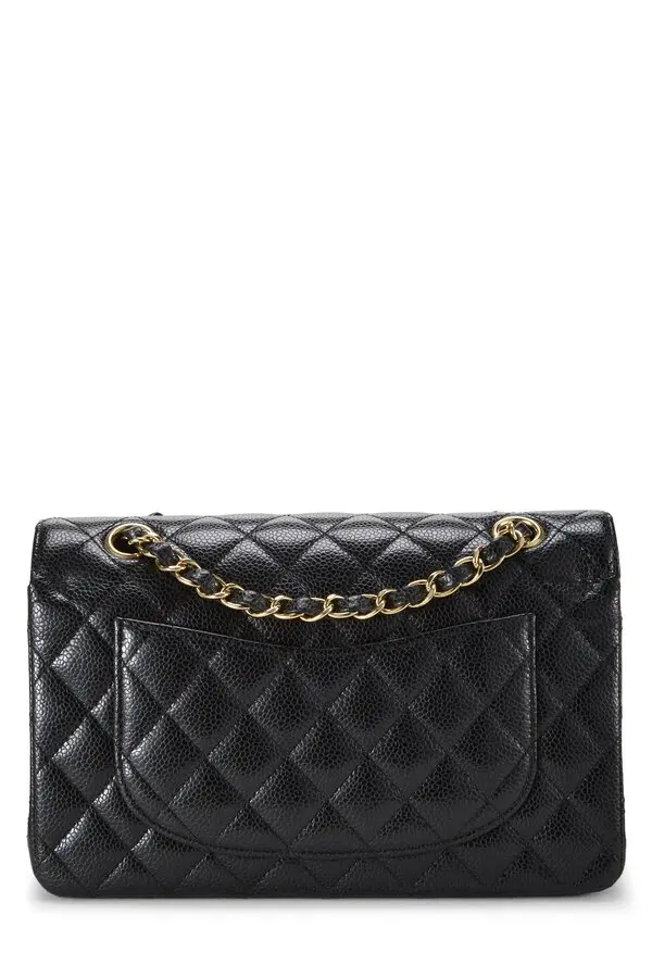 Chanel Quilted Caviar Classic Double Flap Small Shoulder Bag - Black
